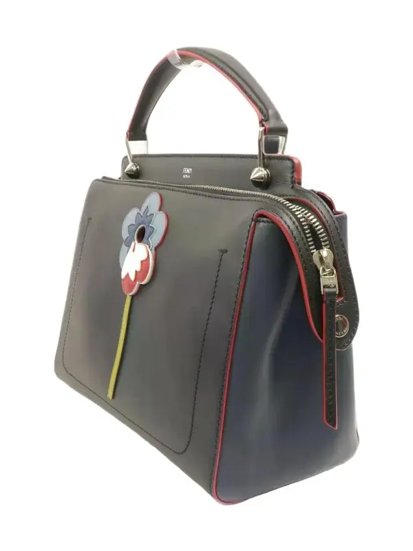 Fendi Dotcom Floral-appliqué Tote Bag - Black