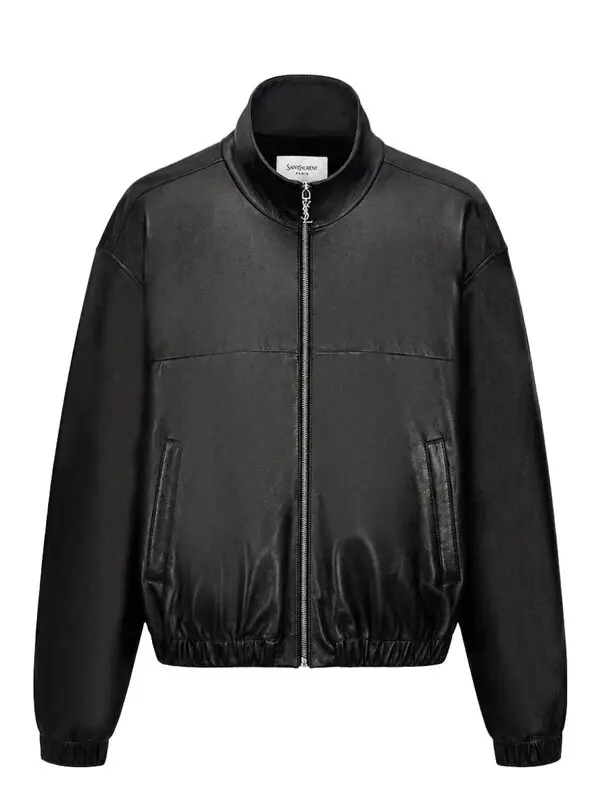 Saint Laurent Leather Bomber Jacket - Black