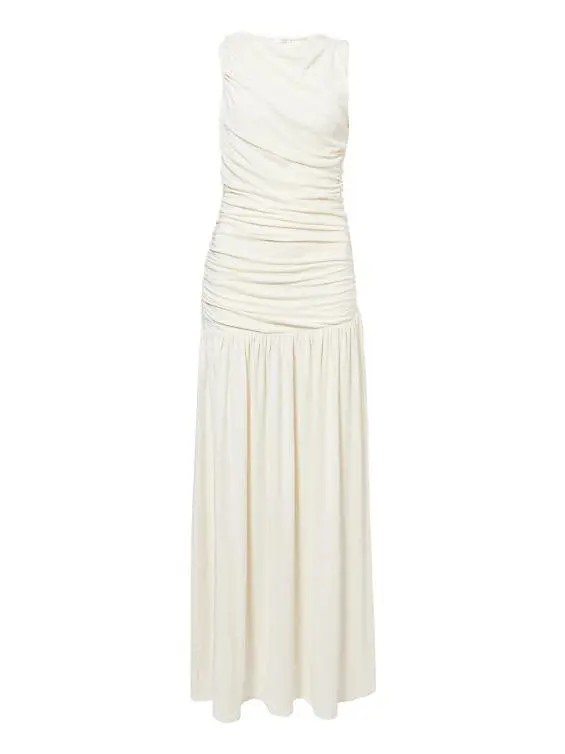 Dissh Lola Ruched Cotton-blend Maxi Dress - Bone