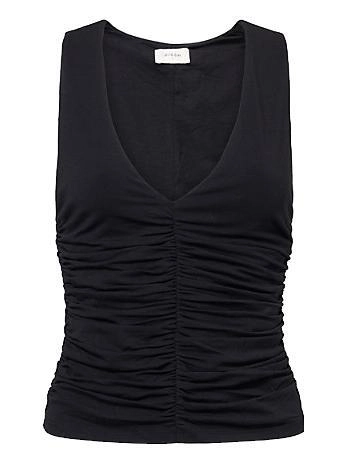 Dissh Avelin Ruched Cotton-blend Top - Black