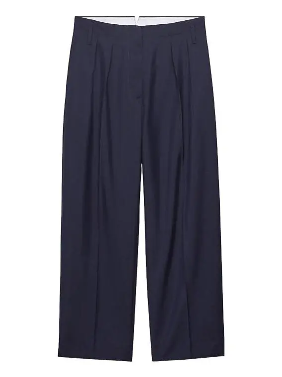 Prada Tapered-leg Mid-rise Wool-blend Trousers - Blue
