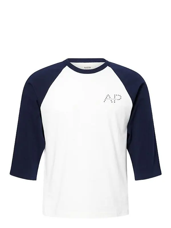 AUSTIN POST Raglan Baseball Spirit Cotton T-shirt - Navy