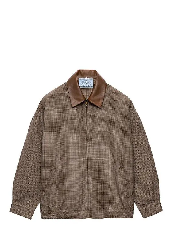 Prada Houndstooth Relaxed-fit Wool Jacket - Brown