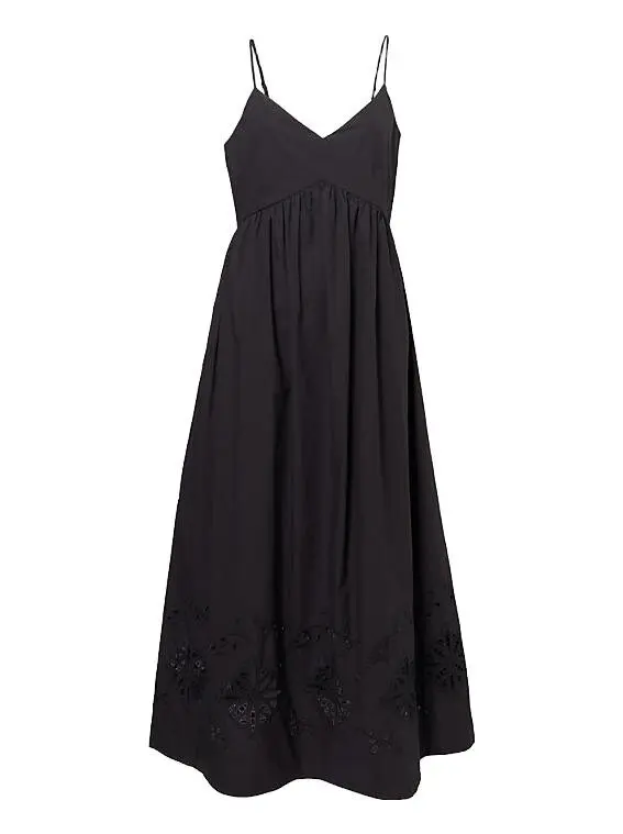 Jenni Kayne Peninsula Embroidered Cotton Midi Dress - Black