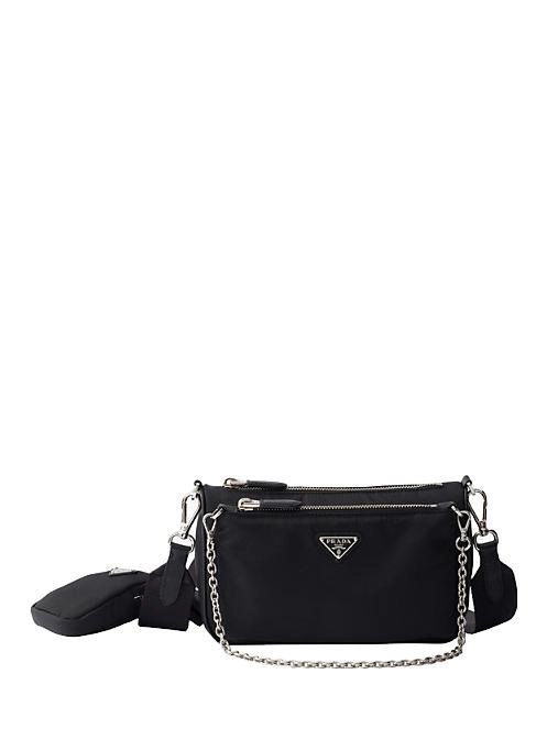 Prada Re-nylon And Saffiano Leather Mini Shoulder Bag - Black