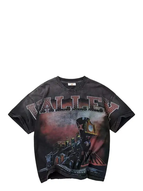 VALE FOREVER Graphic-print Distressed T-shirt - Black
