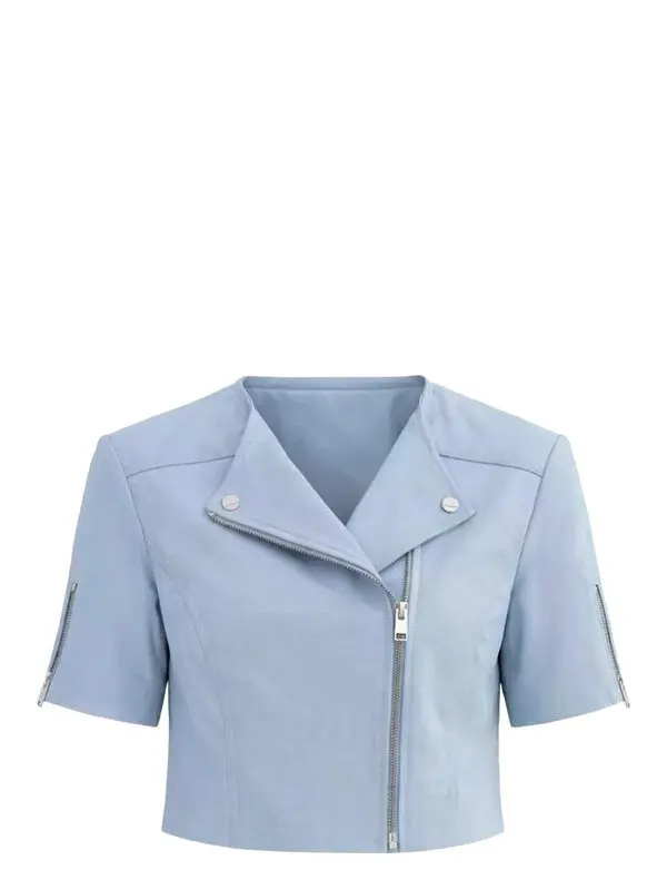 LAMARQUE Kirsi Cropped Leather Jacket - Blue