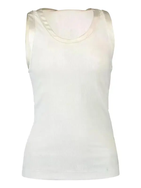 Brunello Cucinelli Ribbed-knit Silk-trim Tank Top - White