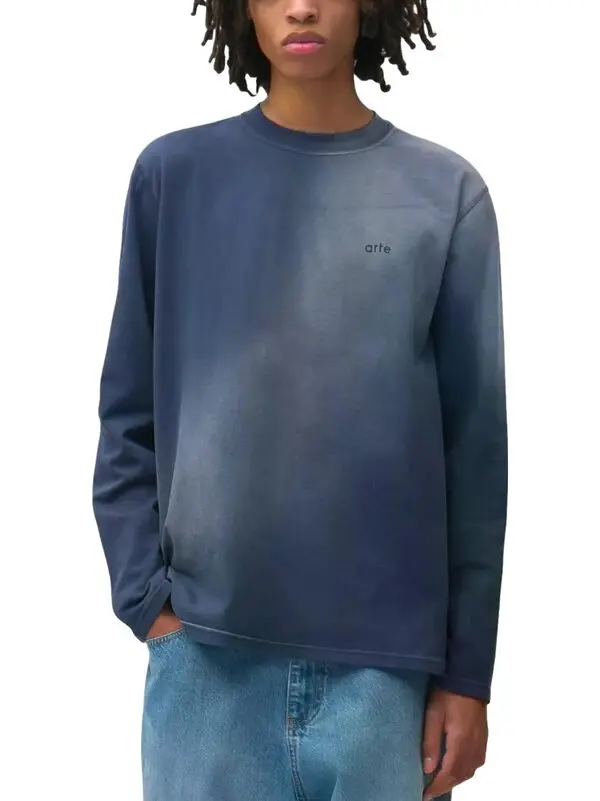 ARTE ANTWERP Logo-print Faded-effect Sweater - Blue