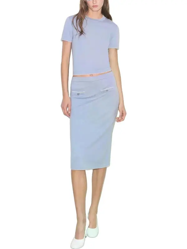 Tory Burch Wool Scalloped Skirt - Blue