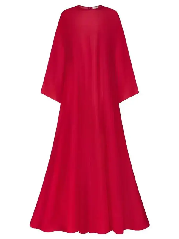 TEMILY Sheer Wide-sleeve Maxi Dress - Red
