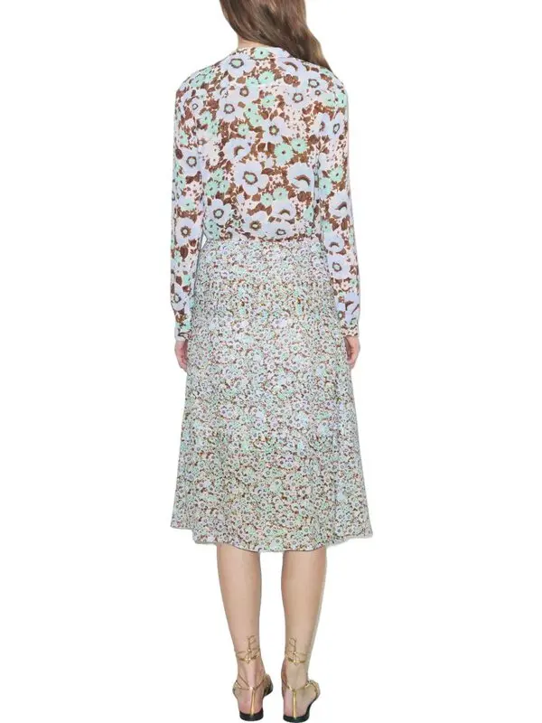 Tory Burch Printed Viscose Bow Blouse - Blue