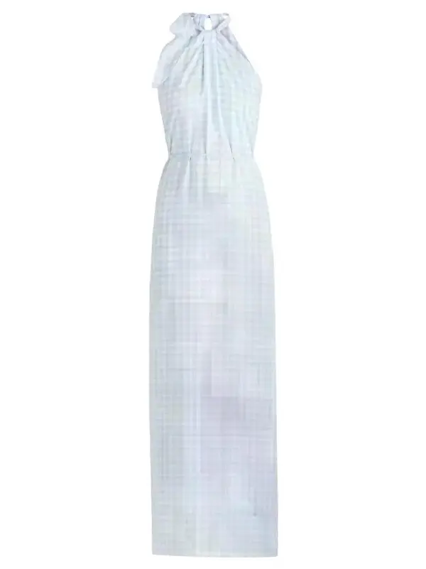 Scanlan Theodore Gingham Check Halterneck Maxi Dress - Blue