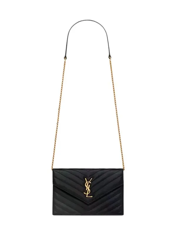 Saint Laurent Cassandre Quilted Chevron-pattern Clutch Bag - Black