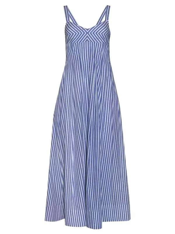 LA LIGNE Madeline Striped Midi Dress - Blue