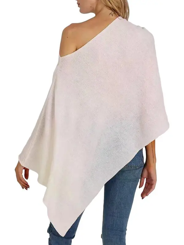 Minnie Rose Cashmere Ruana Poncho - White