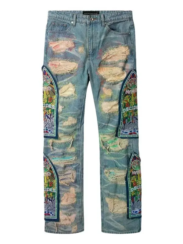 WHO DECIDES WAR Fusion Distressed Jeans - Blue