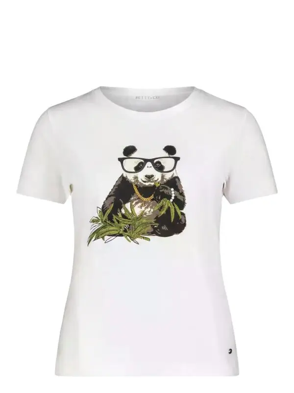 BETTY & CO Panda Print Crew Neck T-shirt - White