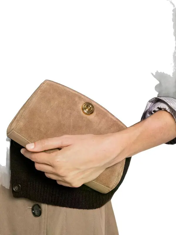 LIFFNER Push-lock Suede Clutch Bag - Neutrals