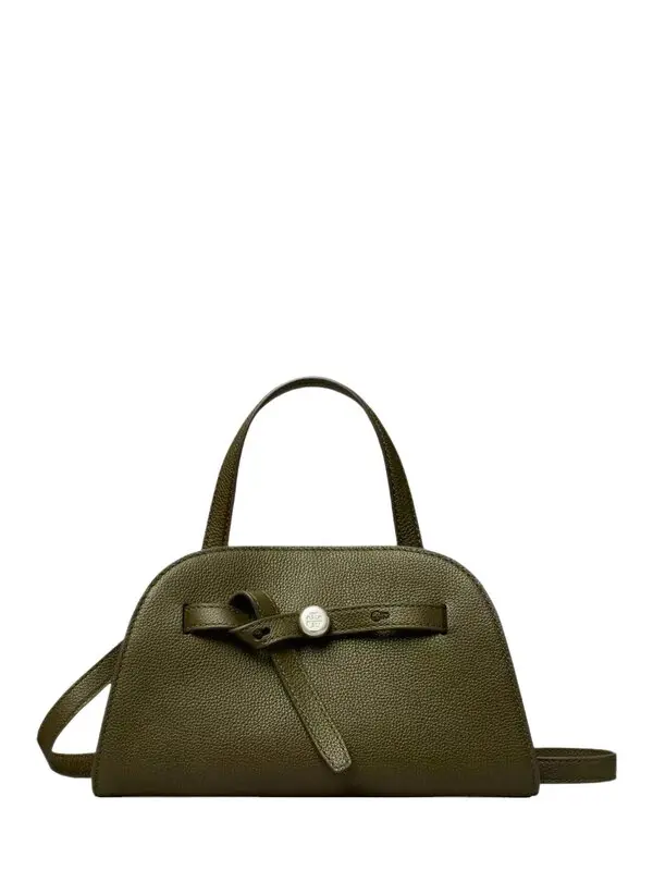 Tory Burch Logo-plaque Grained-leather Tote Bag - Green