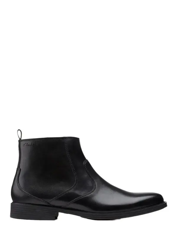 Clarks Whiddon Zip Leather Ankle Boots - Black