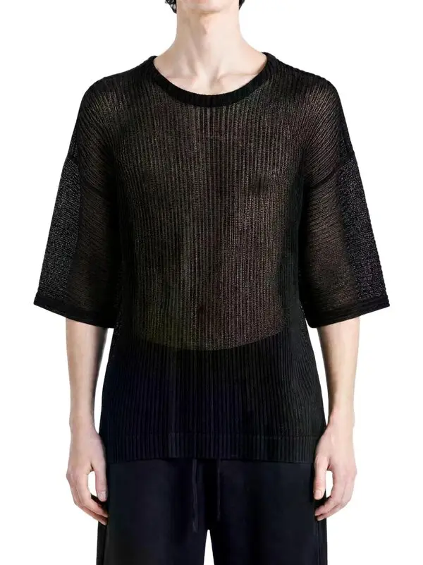 Issey Miyake Pleated Semi-sheer T-shirt - Black