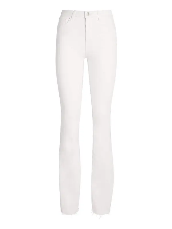 L'Agence Ruth High-rise Straight Leg Jeans With Frayed Hem - White
