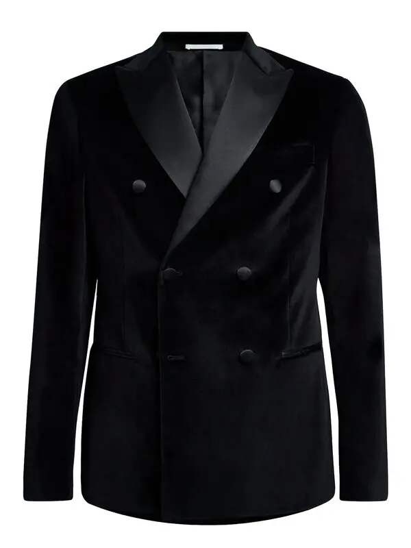 Pal Zileri Stretch-cotton Double-breasted Tuxedo Jacket - Black