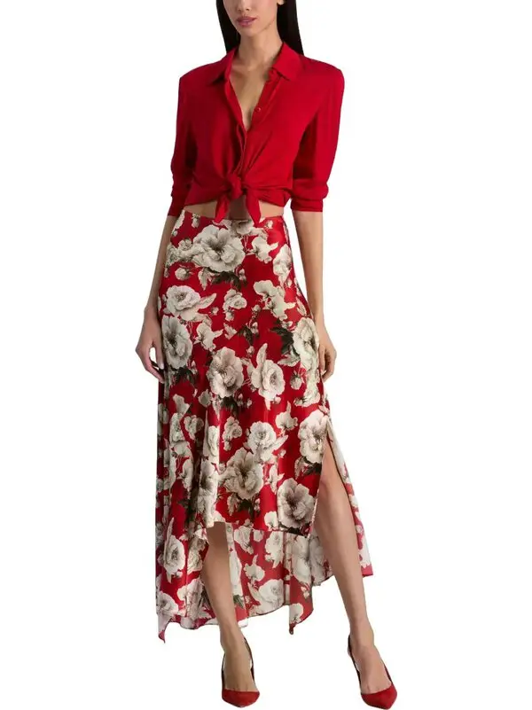 Alice + Olivia Rosa Midi Skirt - Red