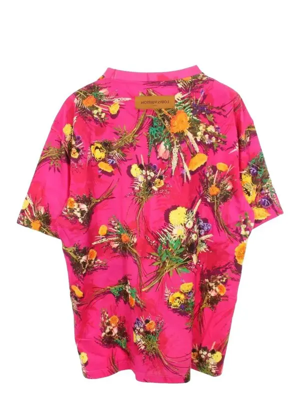 LOUIS VUITTON 2020s Flower-embroidered T-shirt - Pink