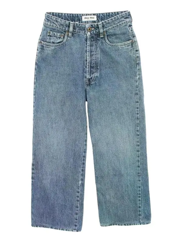 Miu Miu 2010s Logo Patch Wide-leg Jeans - Blue