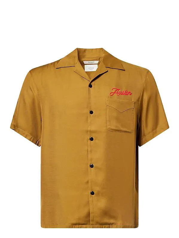 AUSTIN POST Bowling Brand Embroidered Woven Shirt - Gold