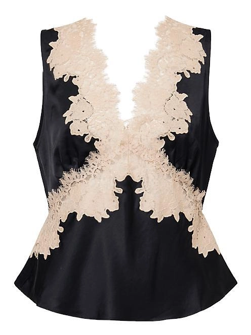 Rixo Emmie Lace-trim Satin Top - Black