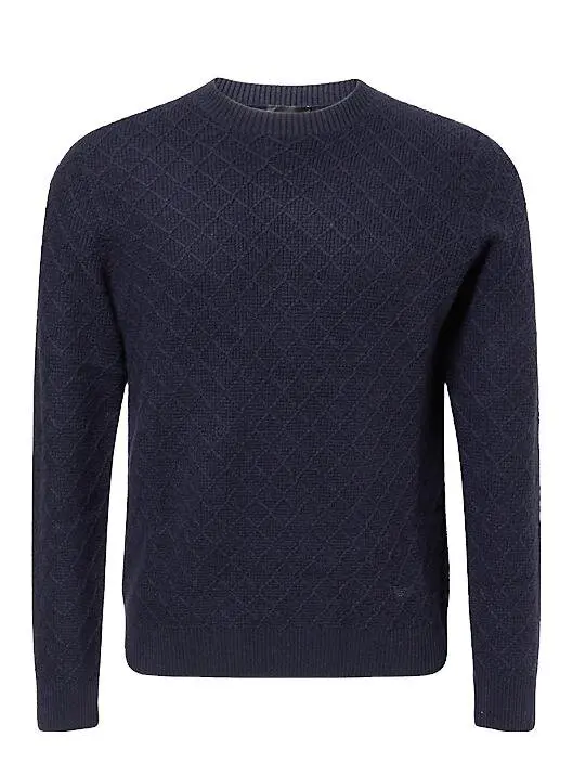 Emporio Armani Criss-cross Crew Neck Jumper - Dark Navy