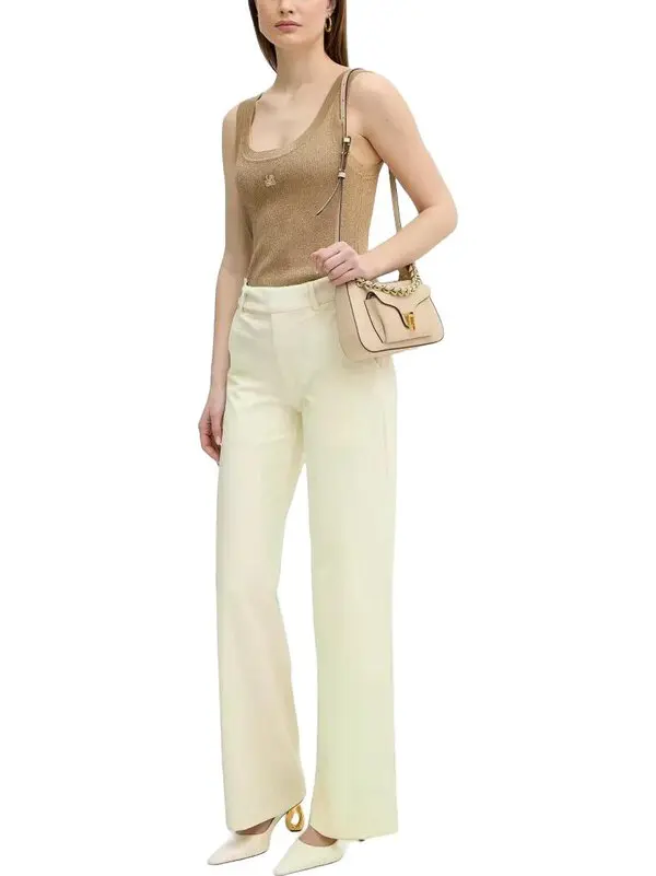 Luisa Spagnoli Ribbed-knit Logo-embroidered Sleeveless Top - Neutrals
