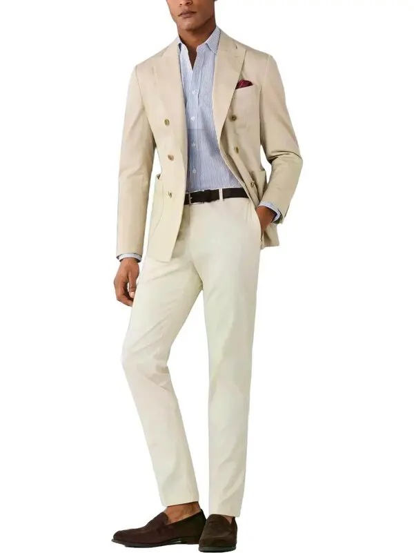 HACKETT LONDON Kensington Ribbed-texture Chinos - Neutrals