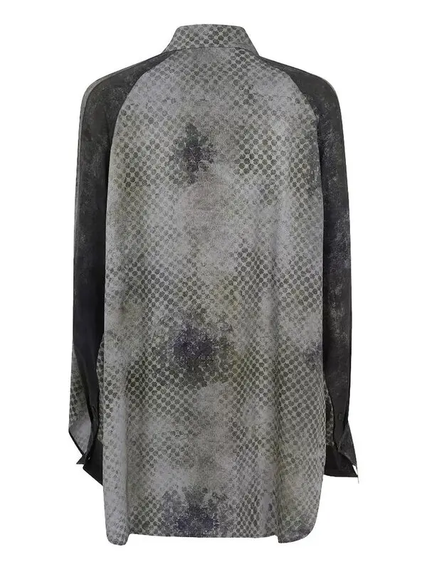 ZIGGY CHEN Abstract Print Layered Silk Shirt - Grey