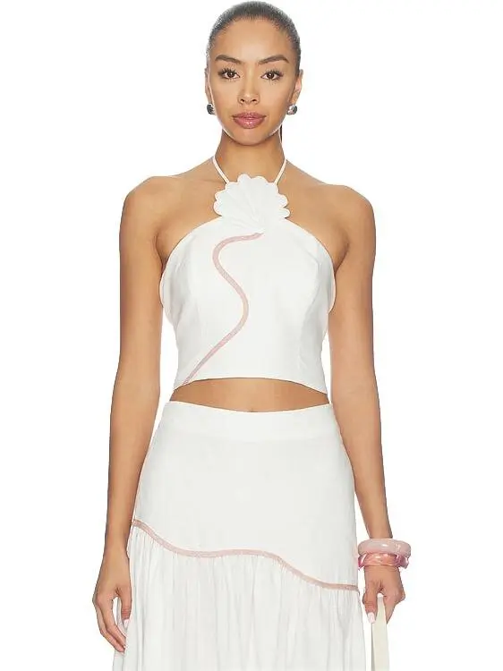 Azulu Leia Halter Neck Top - Ivory
