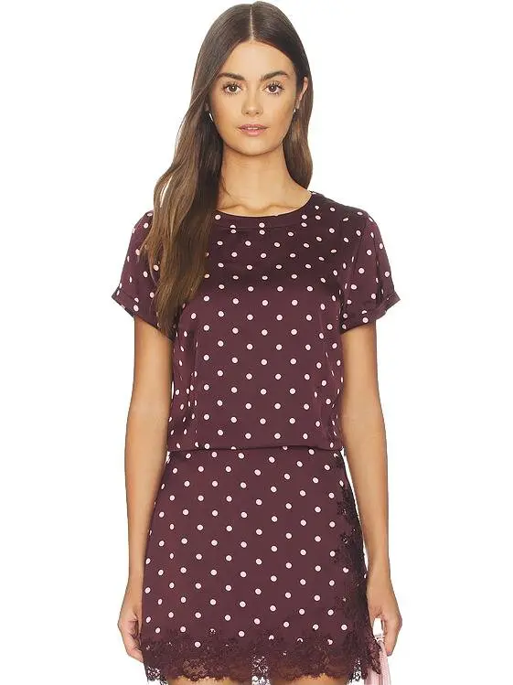 Line & Dot X Revolve Raye Top In Polka Dots - Wine