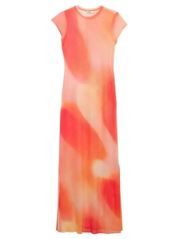 Simkhai Fia Abstract-print Mesh Maxi Dress - Orange