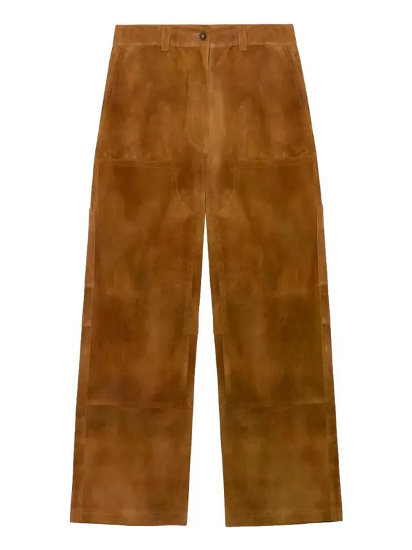 Simkhai Suede Straight-leg Trousers - Brown