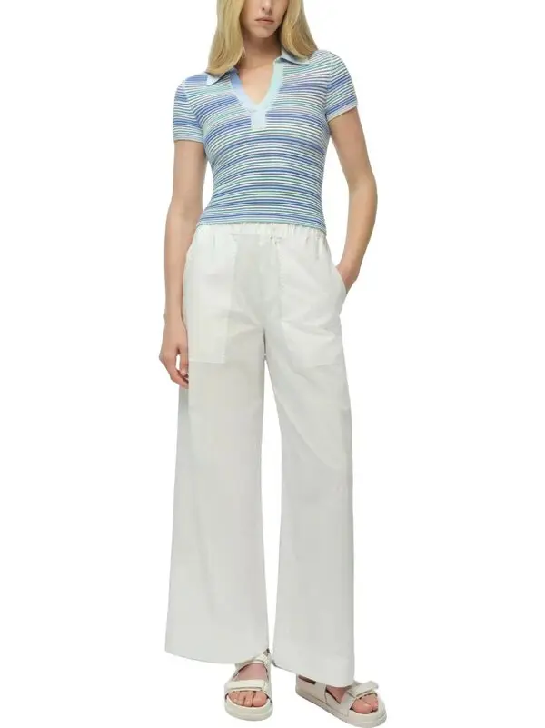 Simkhai Paxton Horizontal-stripe Knit Polo Collar T-shirt - Blue