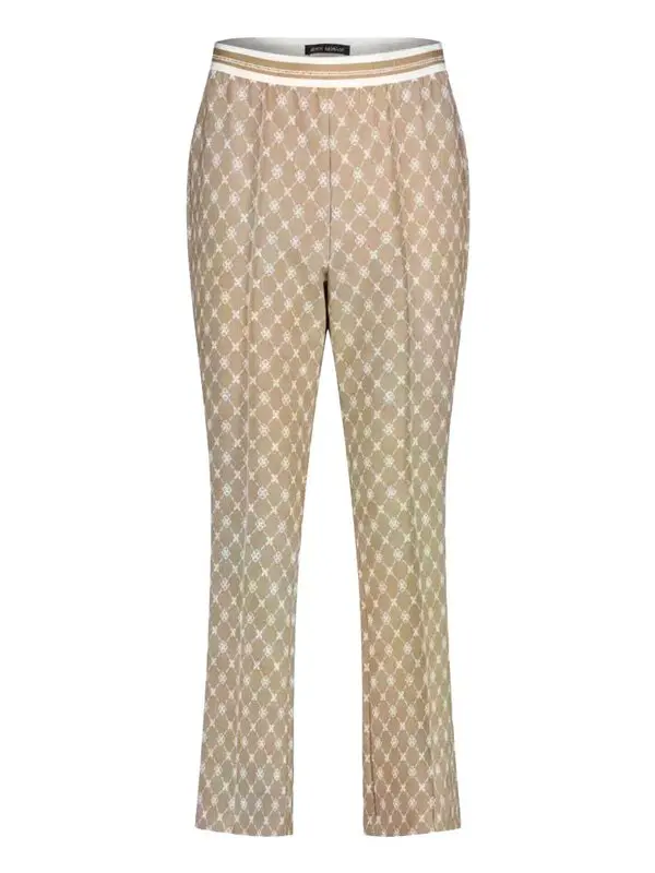 BETTY BARCLAY Monogram Print Elasticated Waistband Trousers - Neutrals