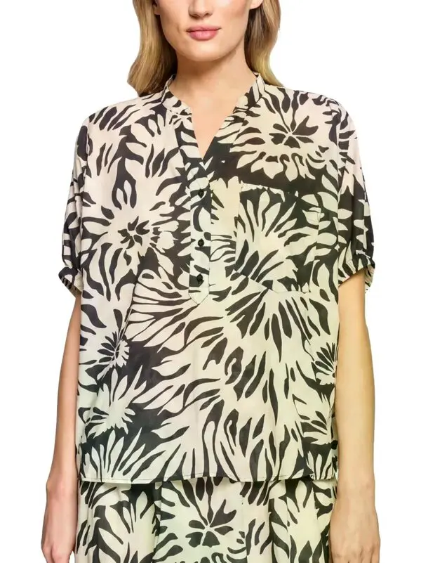 VERA MONT Floral Print Puff Sleeve Blouse - Neutrals