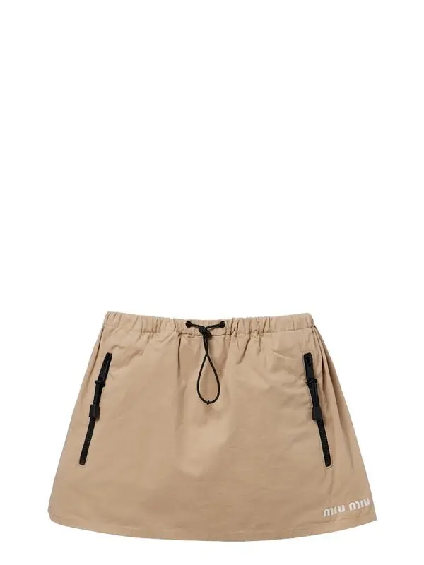 Miu Miu Cotton Gabardine Miniskirt - Beige