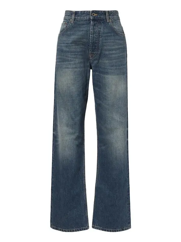 Miu Miu Faded Straight Leg Jeans - Blue