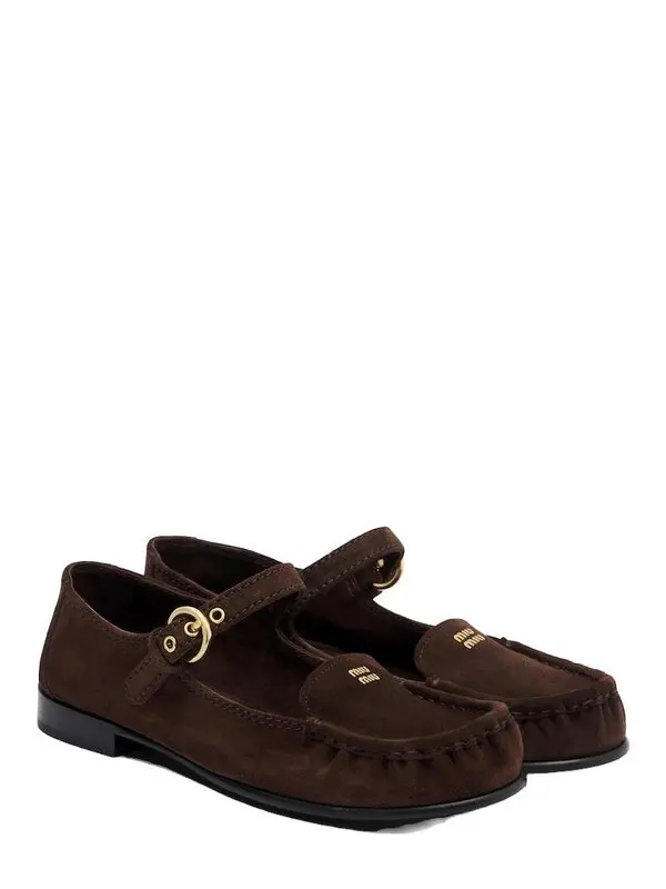 Miu Miu Suede Ballerina Flats - Brown