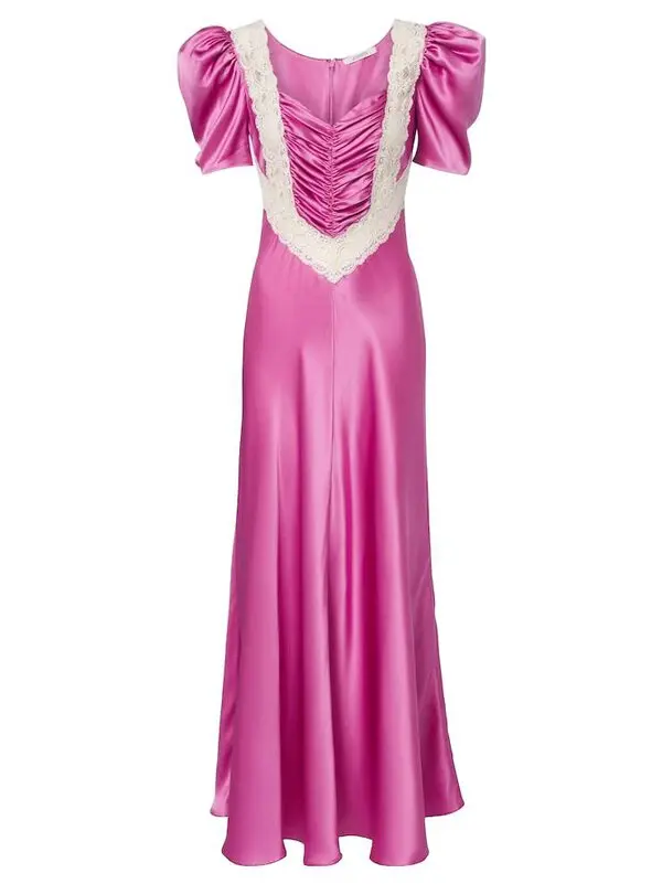RODARTE Lace-trimmed Silk Cocktail Dress - Pink