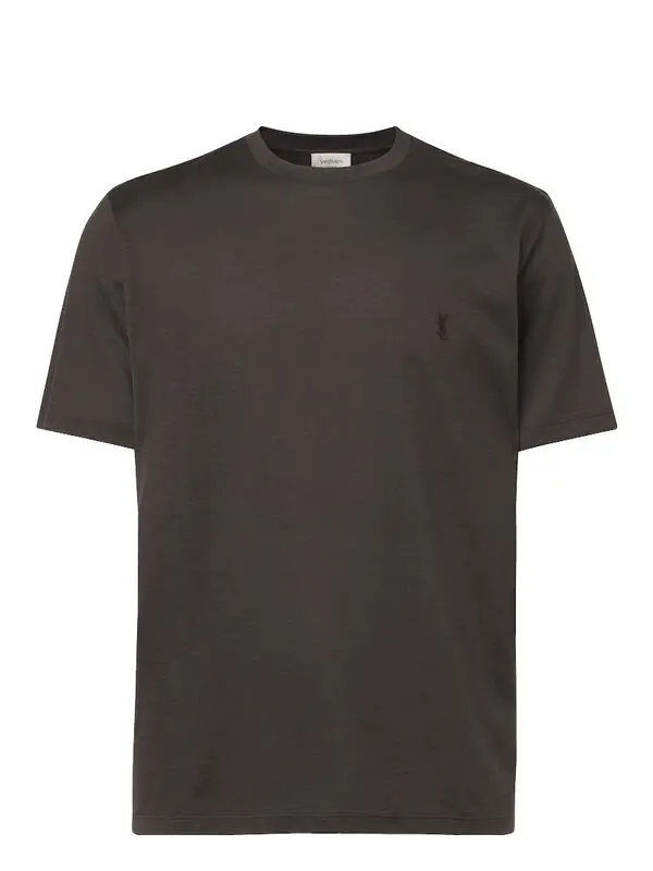 Saint Laurent Cassandre Silk And Cotton T-shirt - Grey