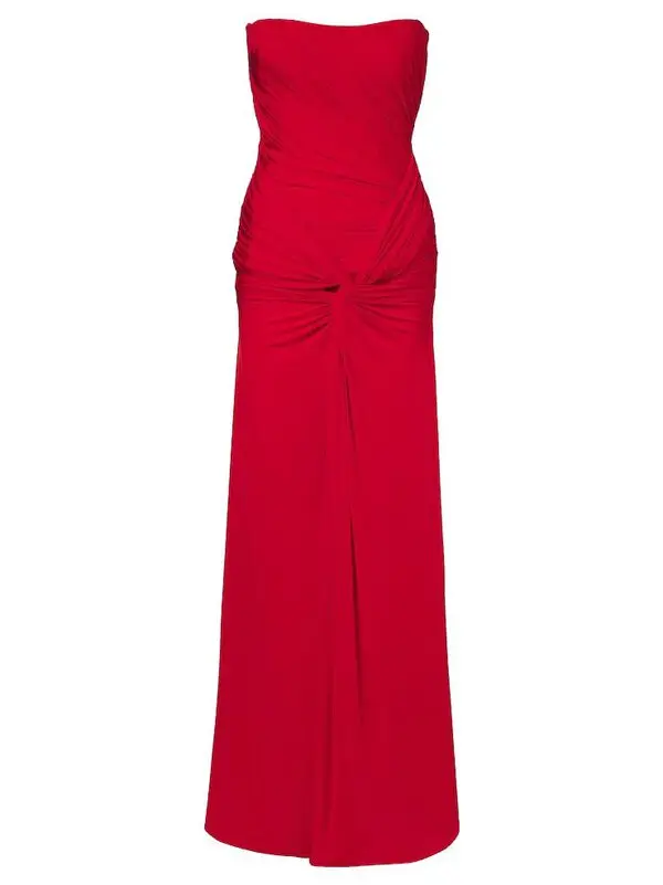 Alex Perry Ruched Jersey Gown - Red